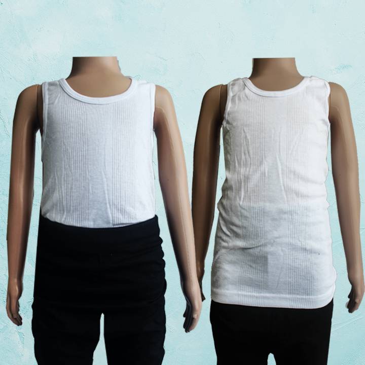(HARGA BORONG) KIDS BOY WHITE SINGLET COTTON PLAIN (BAJU SINGLET PUTIH ...